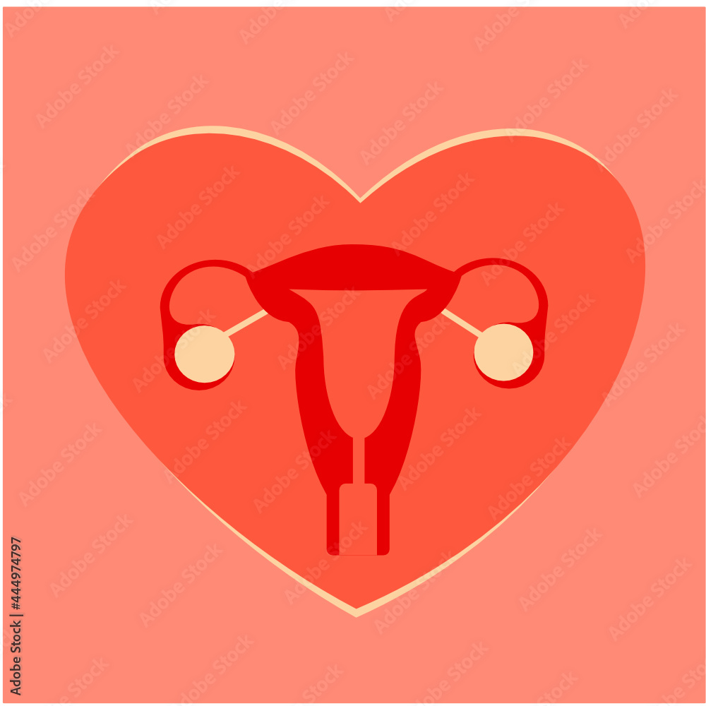 Vector illustration of the uterus in the heart. Be a woman. Female ...