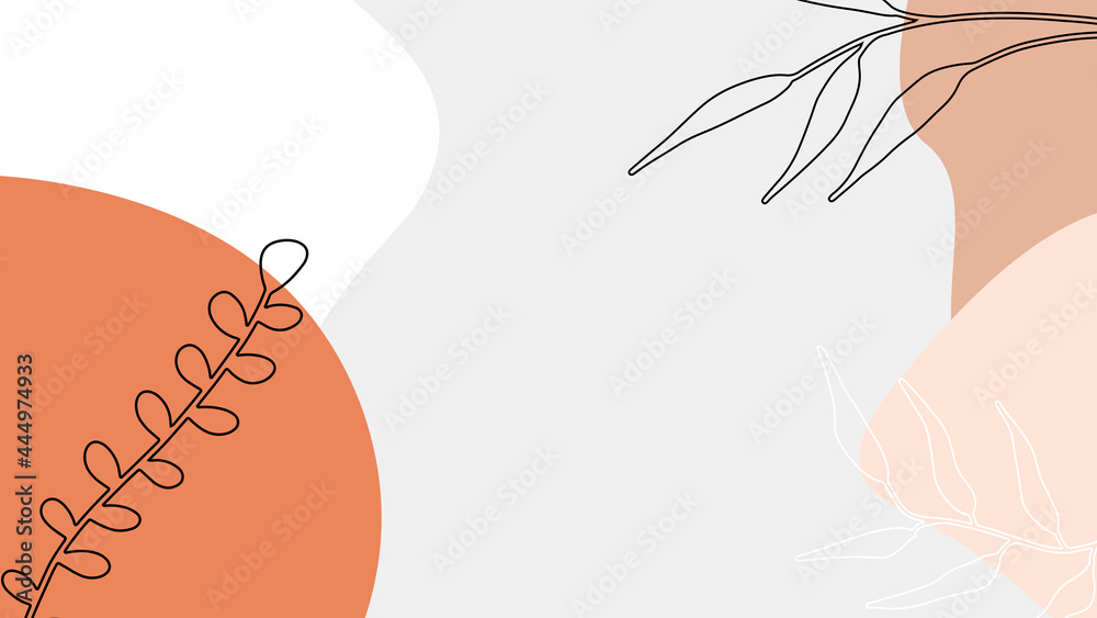 Abstract Organic Background Vector Earth Tone Minimal Style Wallpaper With Foliage Line Art