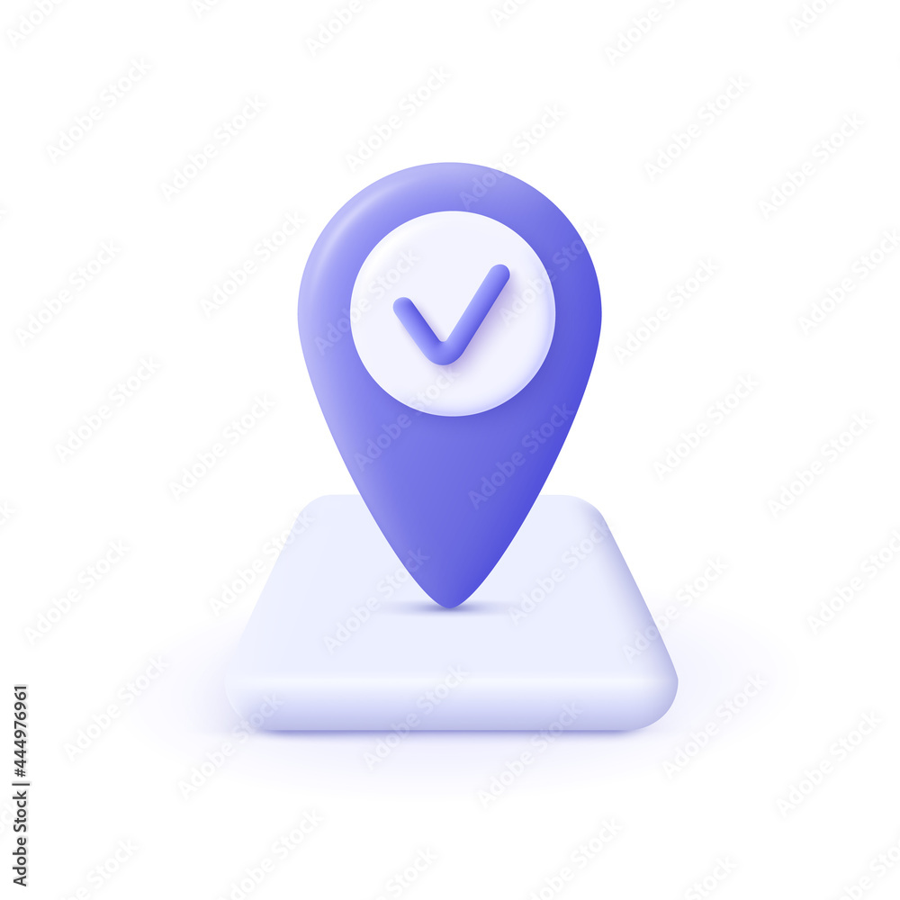 Checkmark icon. Approvement concept. Geolocation map mark, point ...