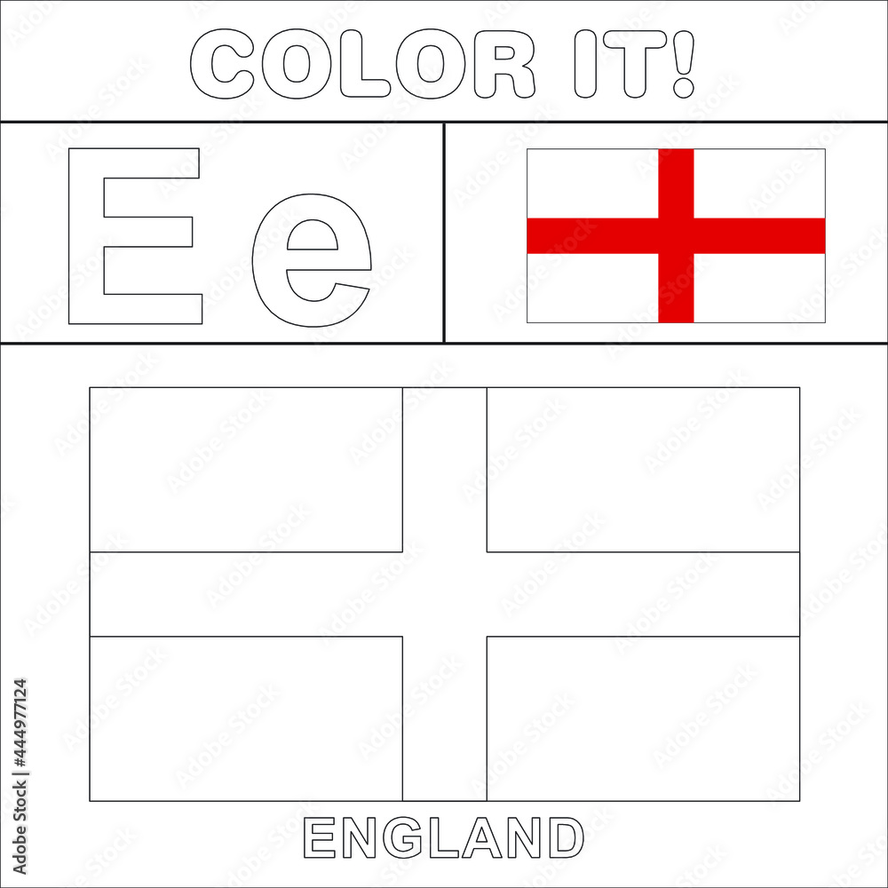 England Flag Coloring Page For Kids Stock Vector | Adobe Stock