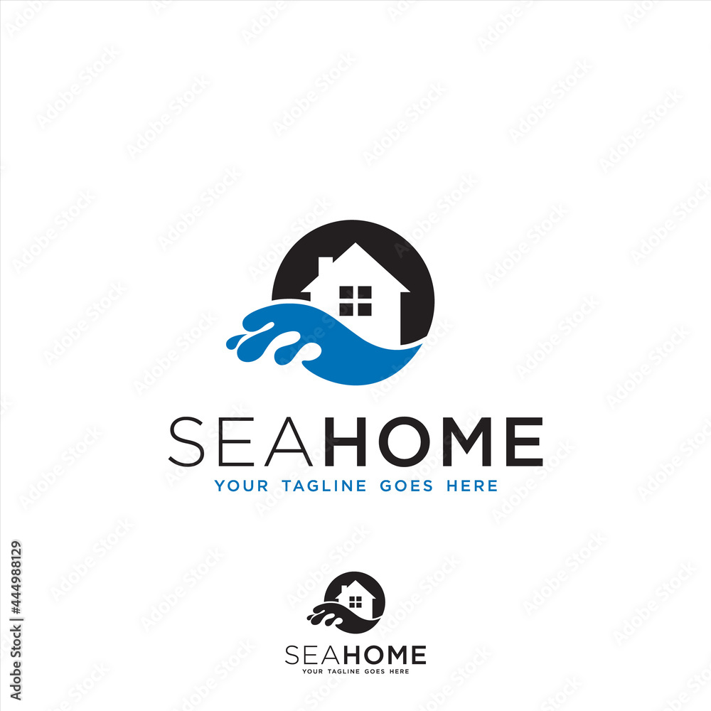 Ocean House Logo Design, Home Beach logo water Design, Real Estate ...