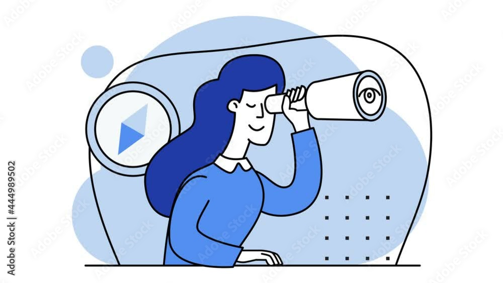 Businesswoman looking into a telescope. Definition, search of ...