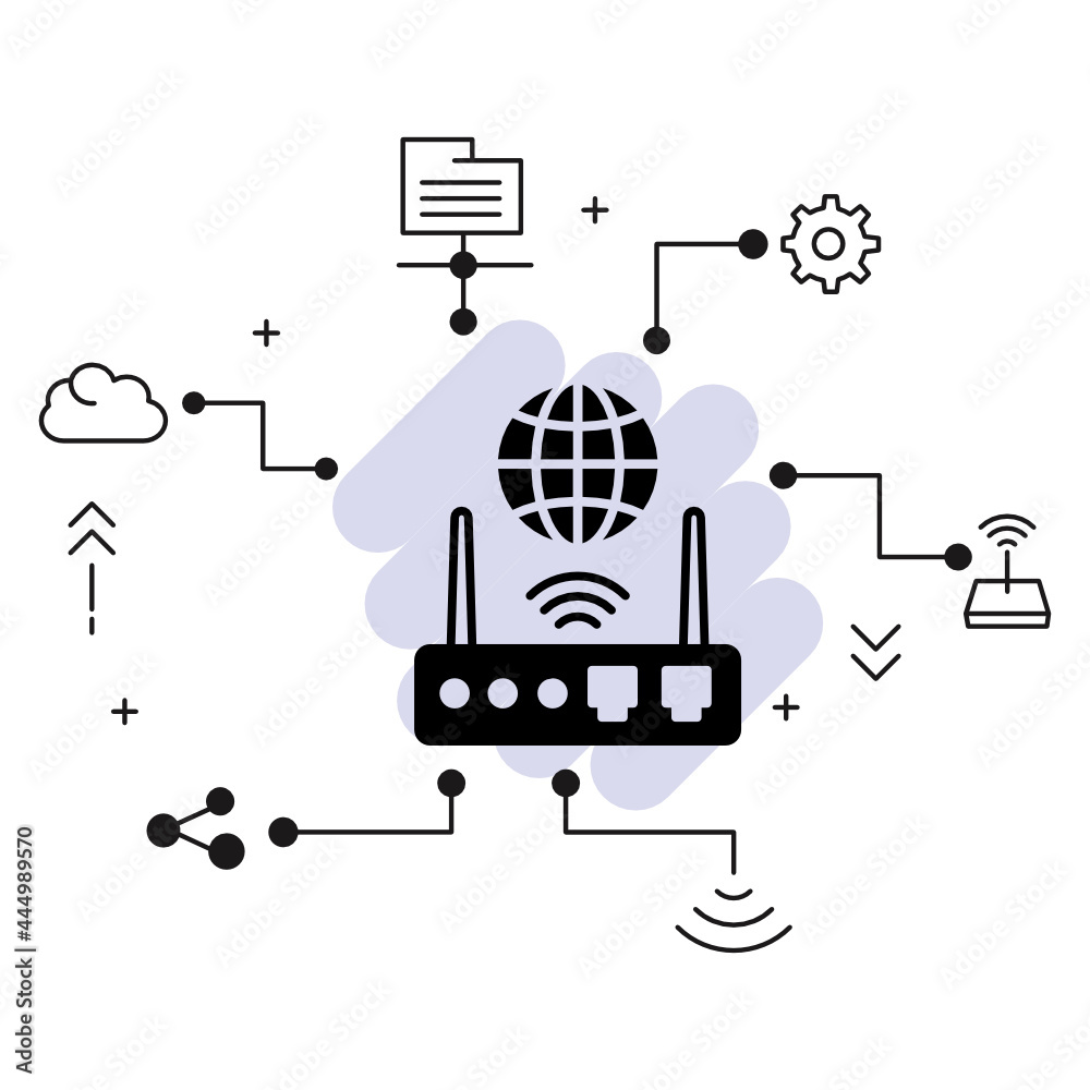5g Wifi Datacenter Access point Vector Icon Design, Cloud computing and ...