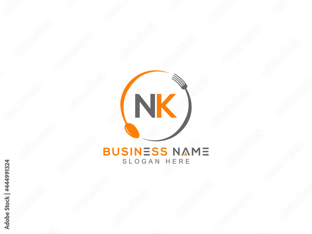 Letter NK Logo, restaurants nk logo icon with line style knife vector ...