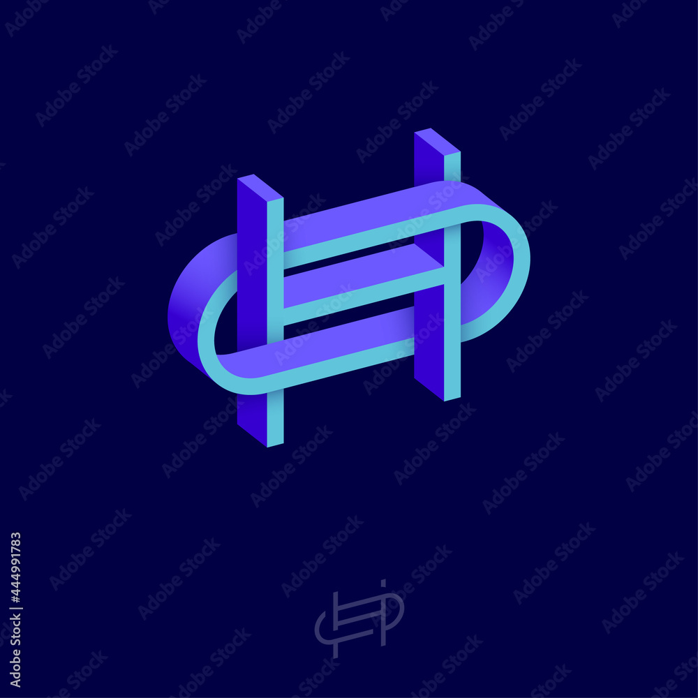 H and O letters. Monogram consist of volumetric letters, crossed ...