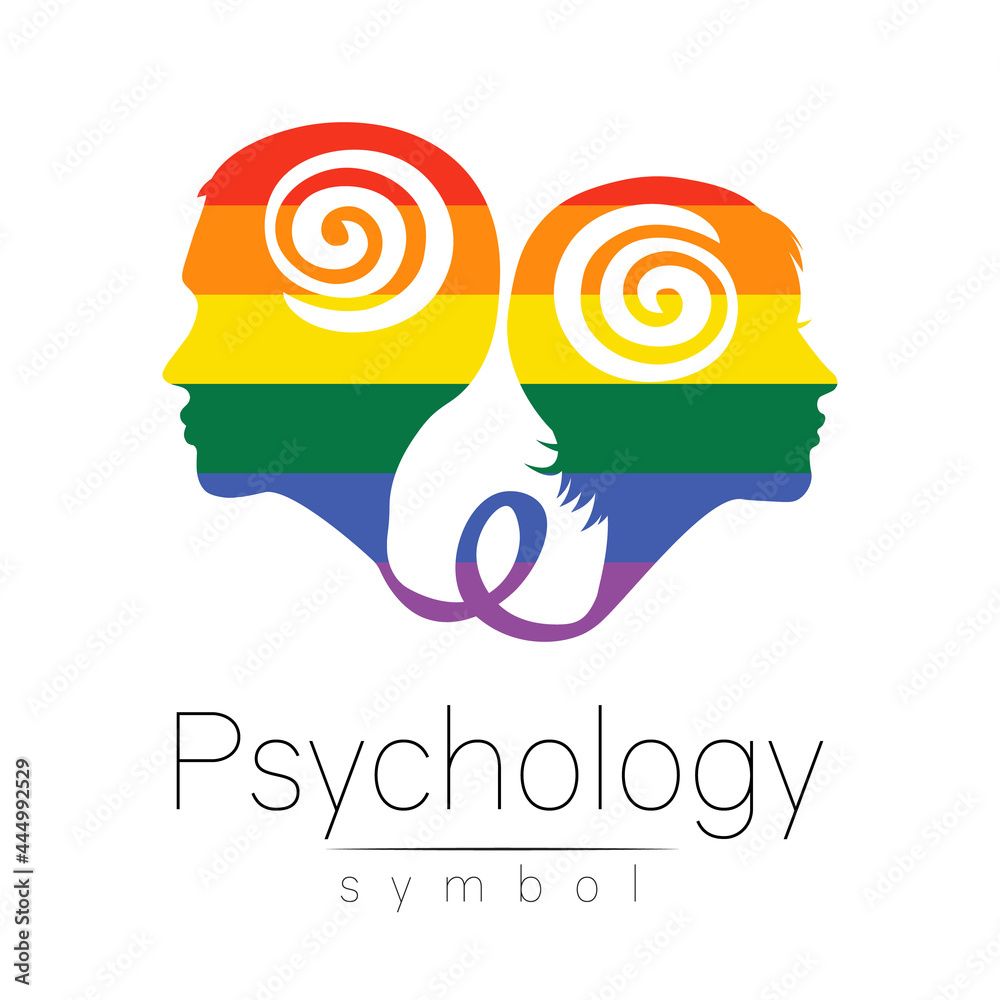 Modern logo head with man and woman, sign of Psychology. Profile Human ...