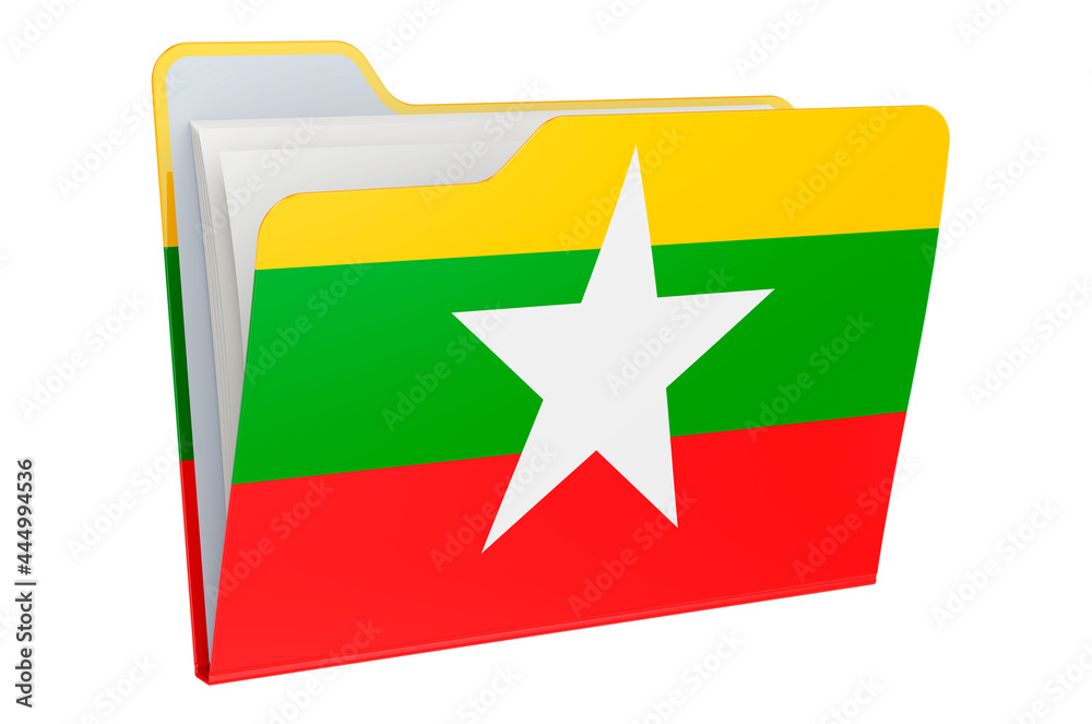 Computer folder icon with Myanmar flag. 3D rendering Stock Illustration ...