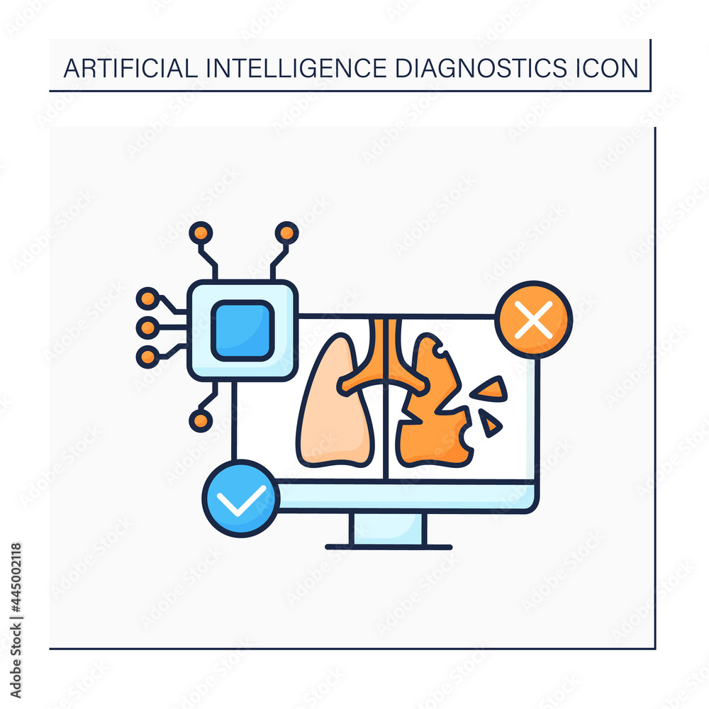 AI in medicine color icon. Digital technologies. Autonomous lungs ...