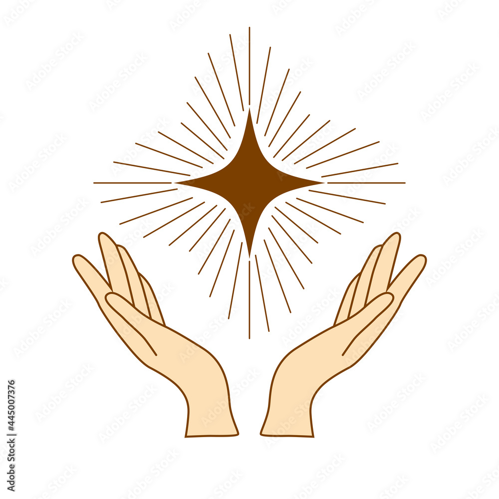 Magical hands. Boho occult magic hand, witch mystical symbol ...