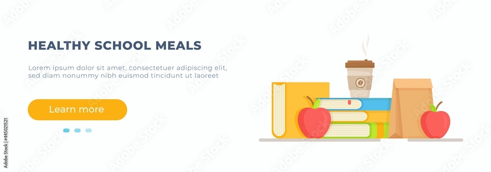 Vector illustration of a snack at school. Healthy school meals for kids ...