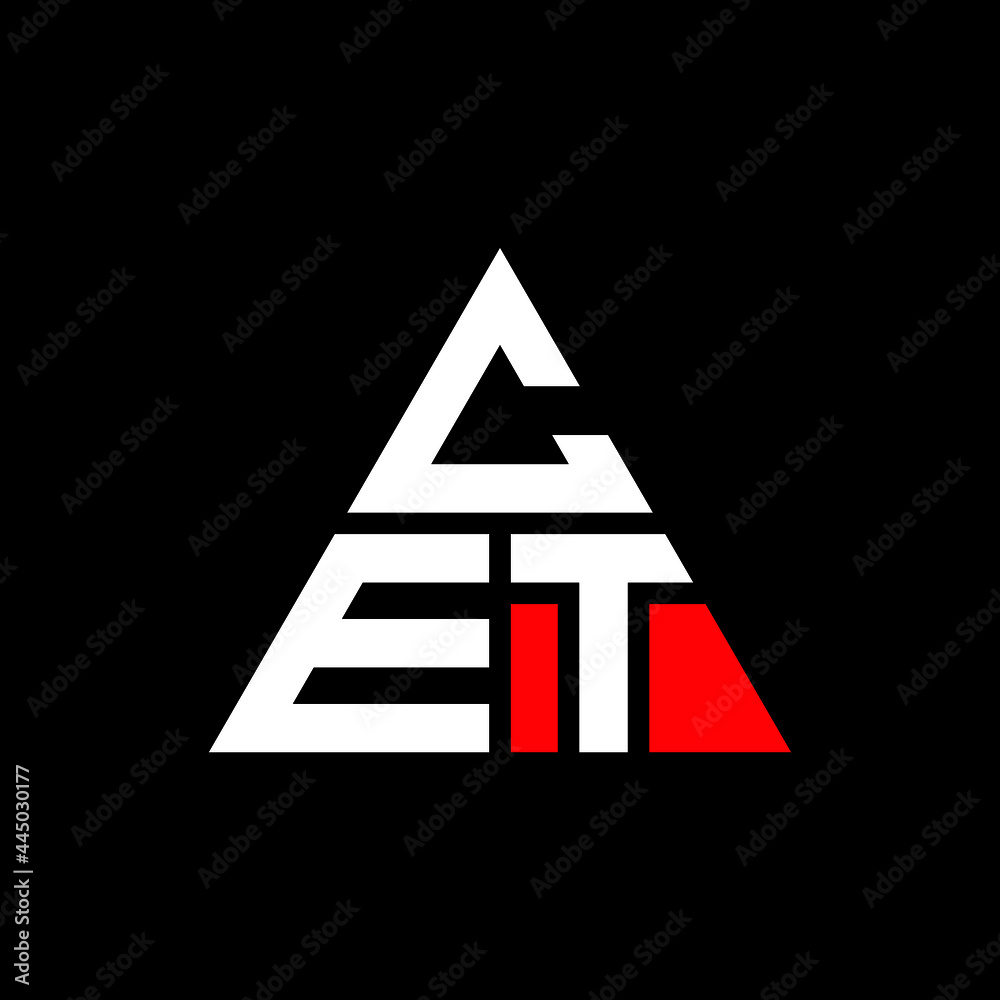 CET triangle letter logo design with triangle shape. CET triangle logo ...