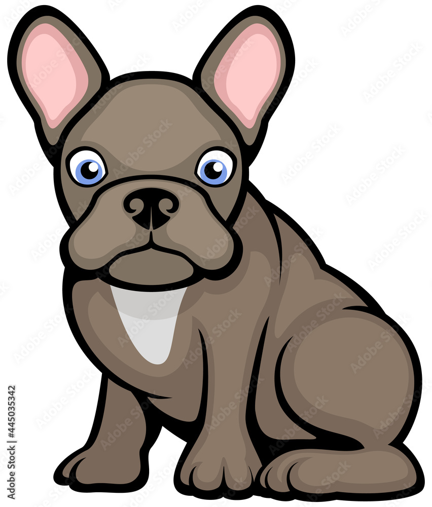 Vector illustration of a cartoon seated French bulldog. Stock Vector ...