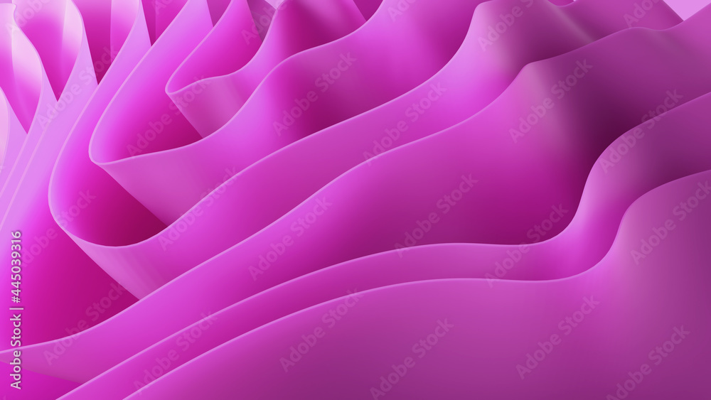 3d render, abstract background with pink curvy layers, fashion ...