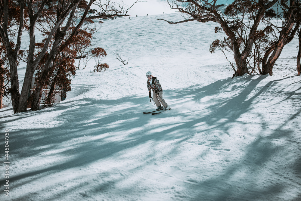 People in winter enjoying the snowy mountains where are practised ...