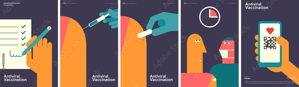 Vaccination. Simple, fun, background pictures. Set of vector ...