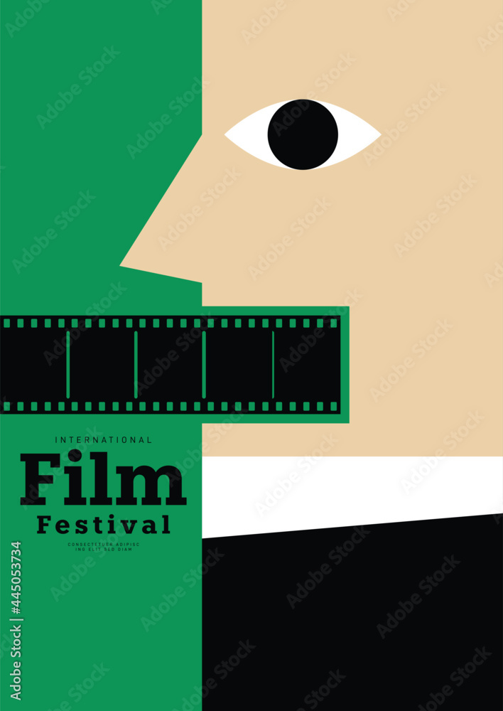 Movie and film poster design template background with vintage filmstrip ...