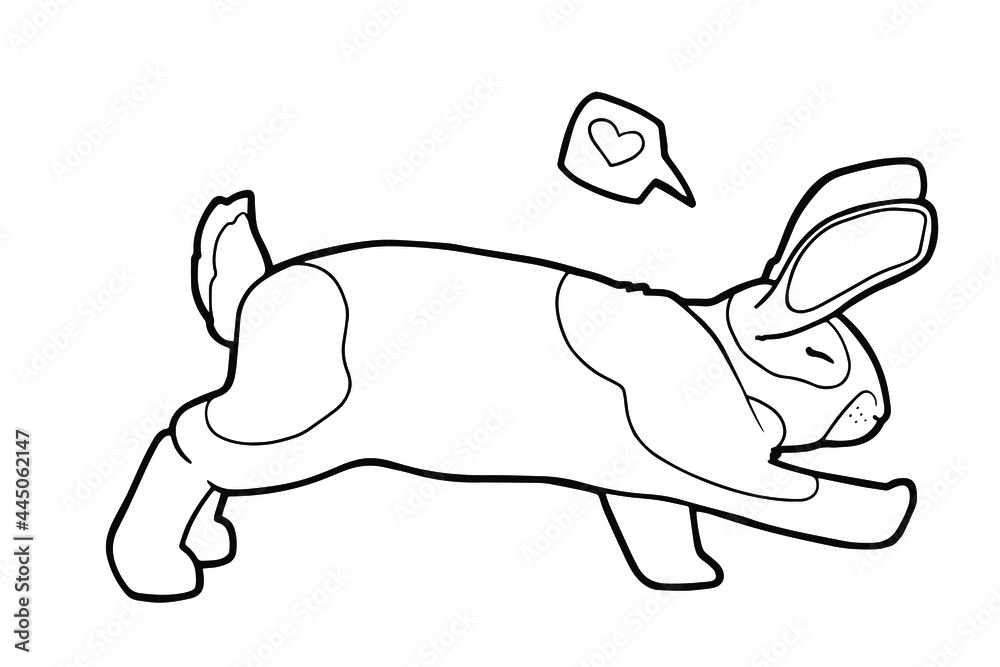 Cute rabbit. Dialogue about love. Coloring page. Black outline. Stock ...