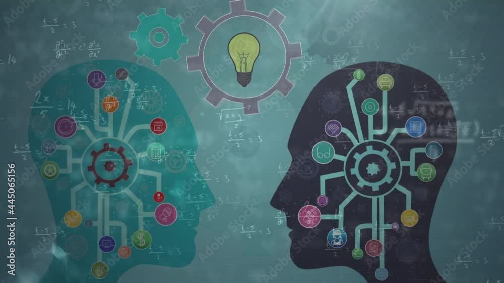 Multiple digital icons sharing over two human face model against ...