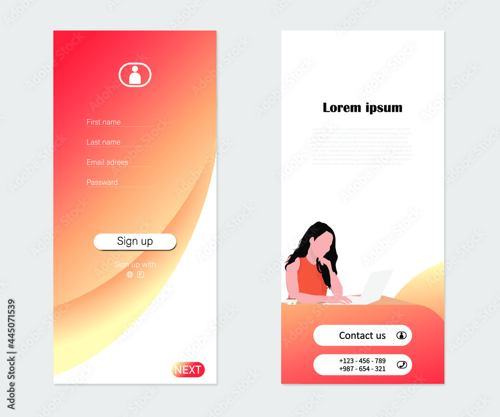 Mobile App interface vector illustration. Stock Vector | Adobe Stock