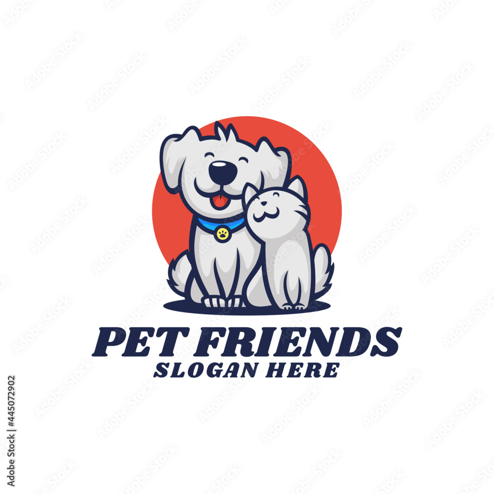Vector Logo Illustration Pet Friends Mascot Cartoon Style. Stock Vector ...