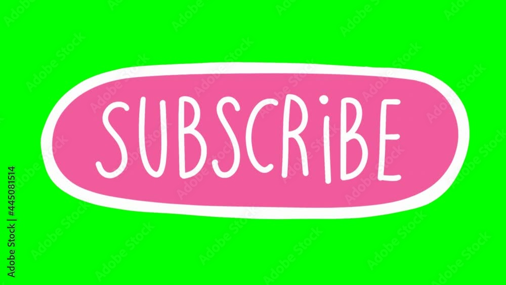 Video „Animated Subscribe pink button on a green background. Moving ...