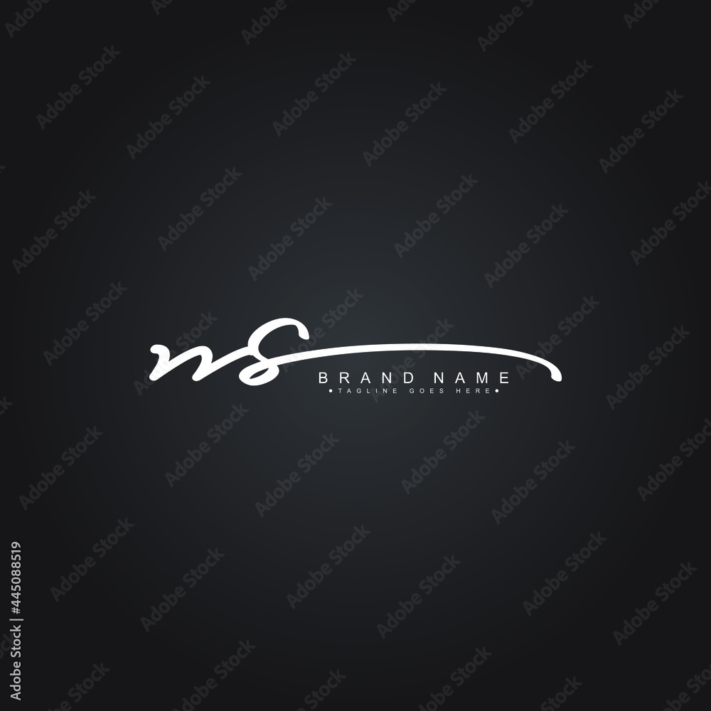 Initial Letter NS Logo - Handwritten Signature Style Logo. Stock Vector ...