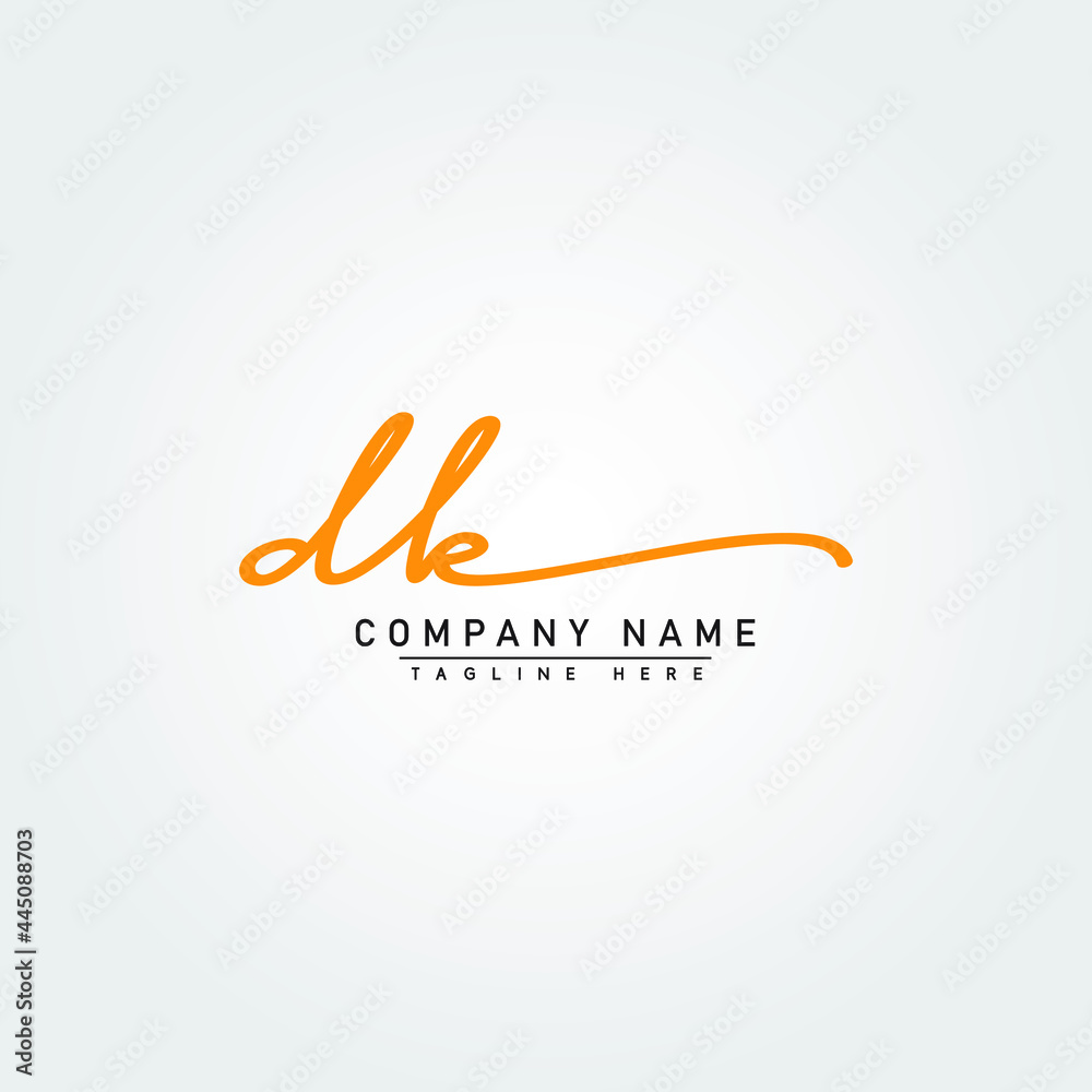 Initial Letter DK Logo - Handwritten Signature Logo Stock Vector ...