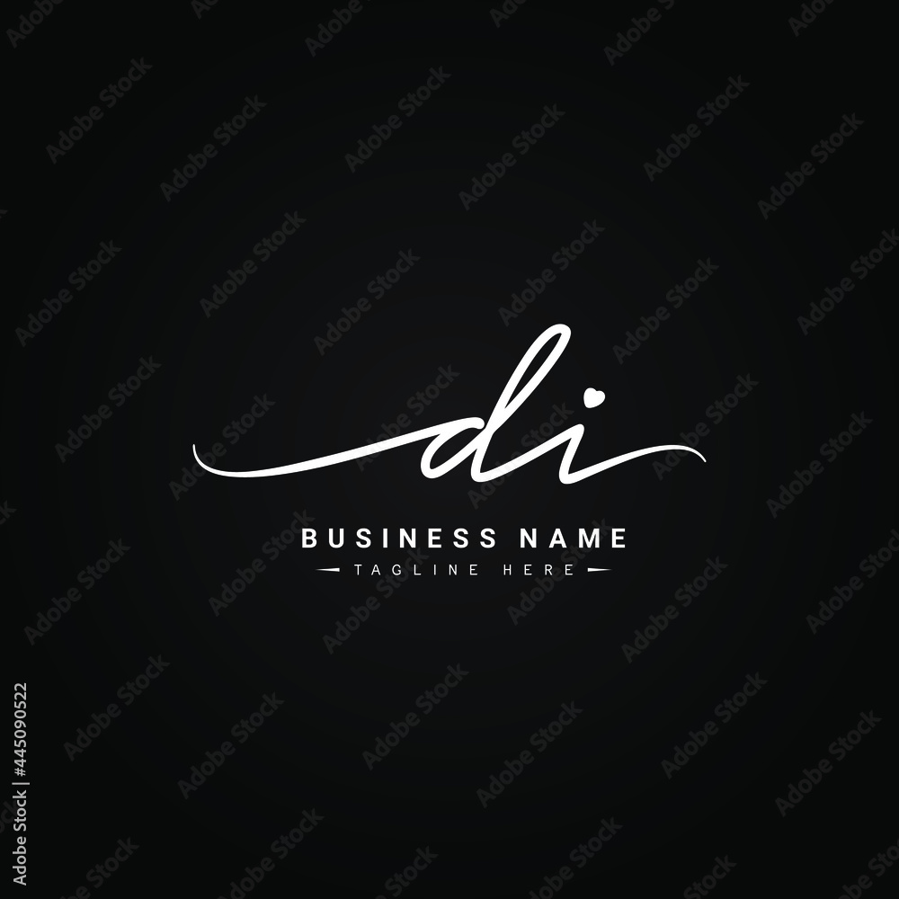 Initial Letter DI Logo - Hand Drawn Signature Style Logo Stock Vector ...