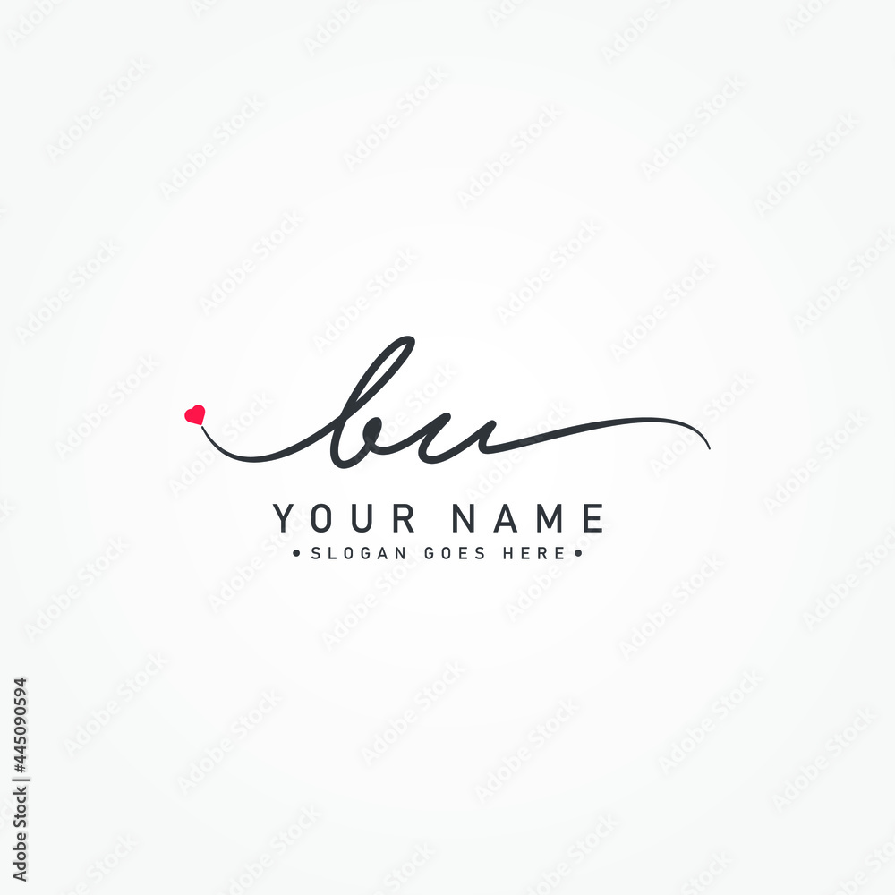 Initial Letter BU Logo - Handwritten Signature Logo Stock Vector ...