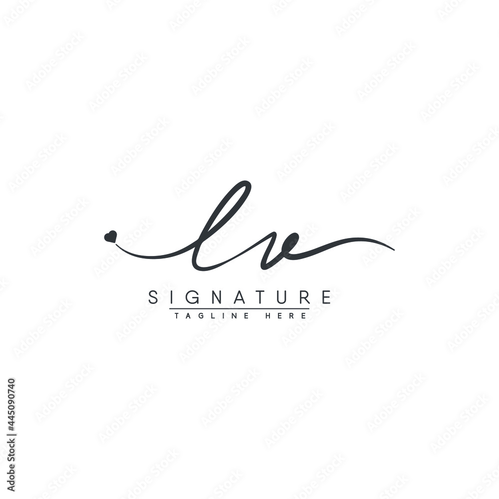 Initial Letter LV Logo - Hand Drawn Signature Logo Stock Vector | Adobe ...