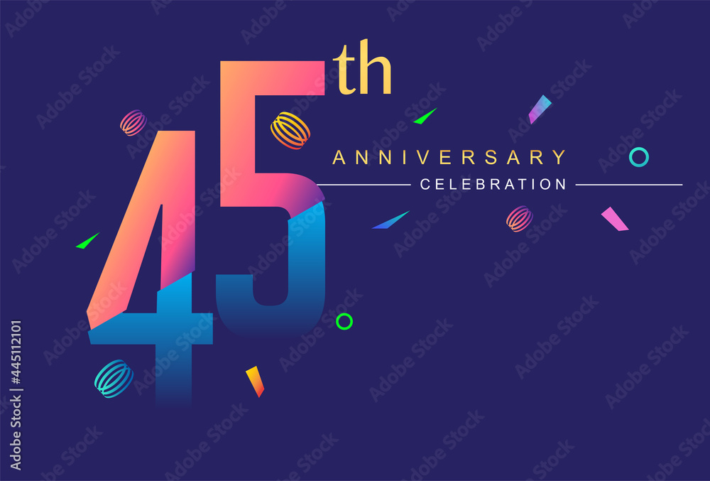 45th anniversary celebration with colorful design, modern style with ...
