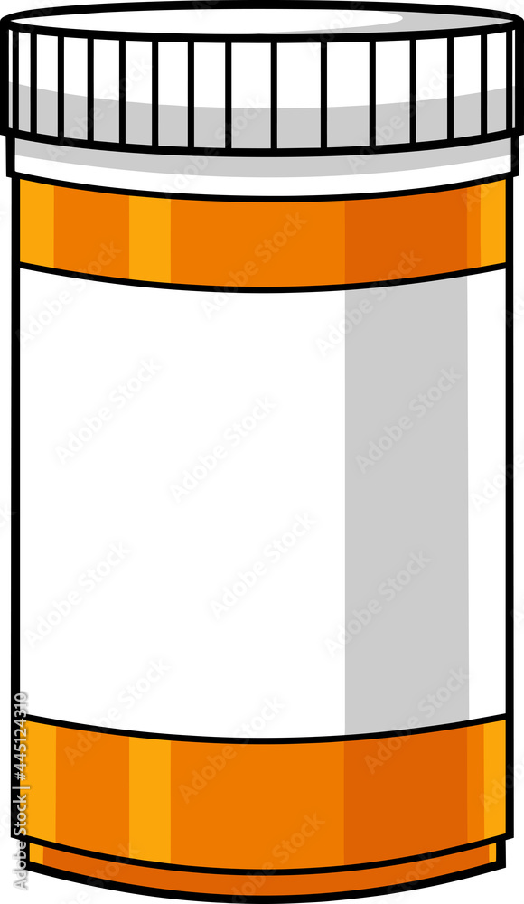 Cartoon Medical Pill Bottle. Vector Hand Drawn Illustration Isolated On ...