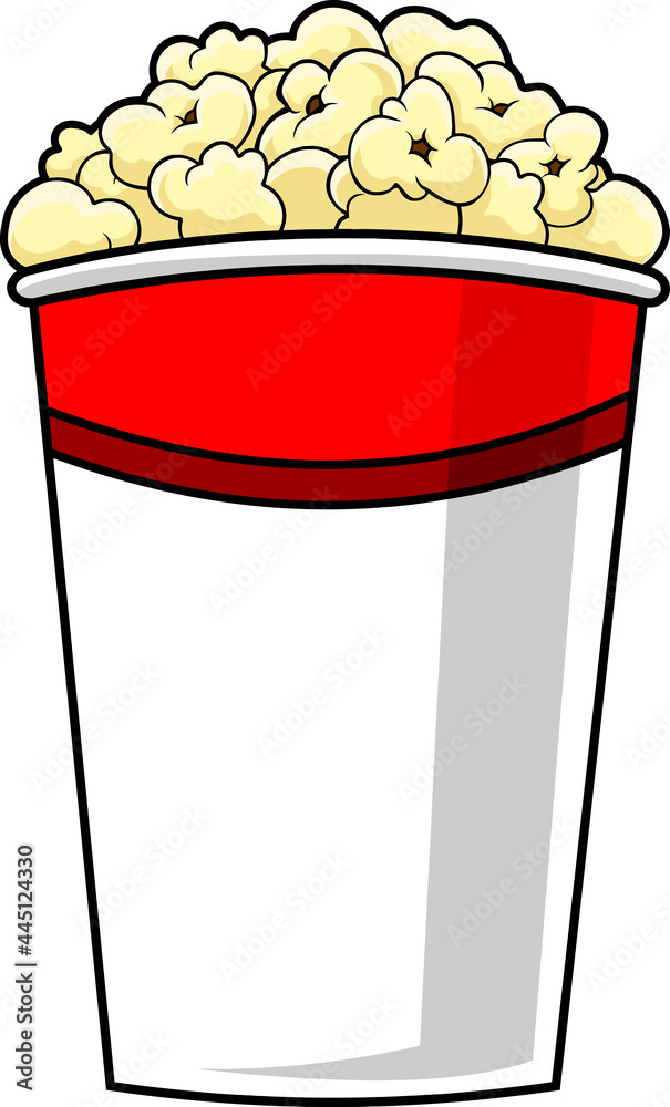 Cartoon Popcorn Bucket Box. Vector Hand Drawn Illustration Isolated On ...
