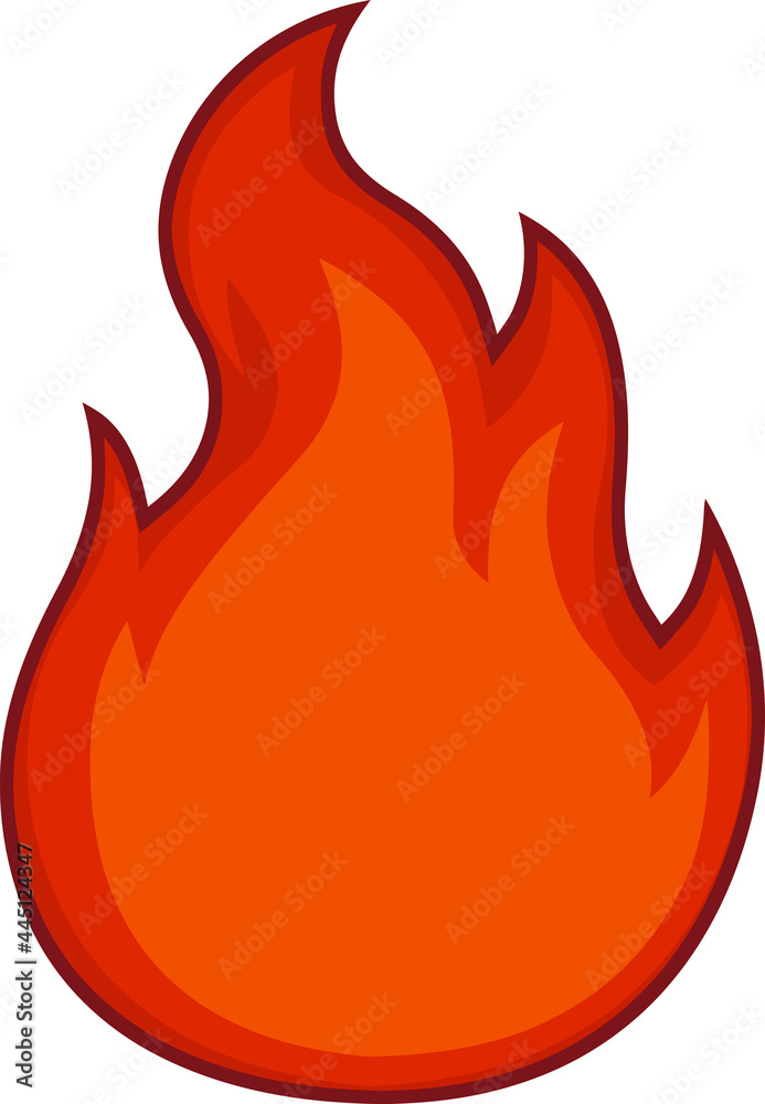 Cartoon Red Fire. Vector Hand Drawn Illustration Isolated On ...