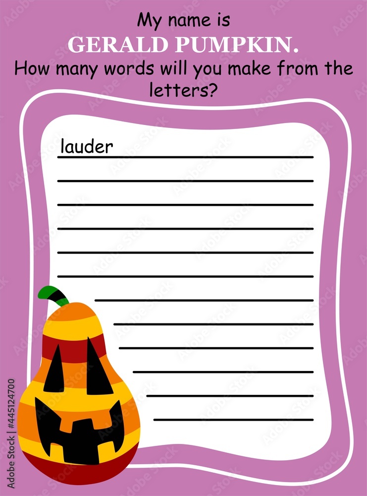 Educational words within a word game for Halloween vector illustration ...