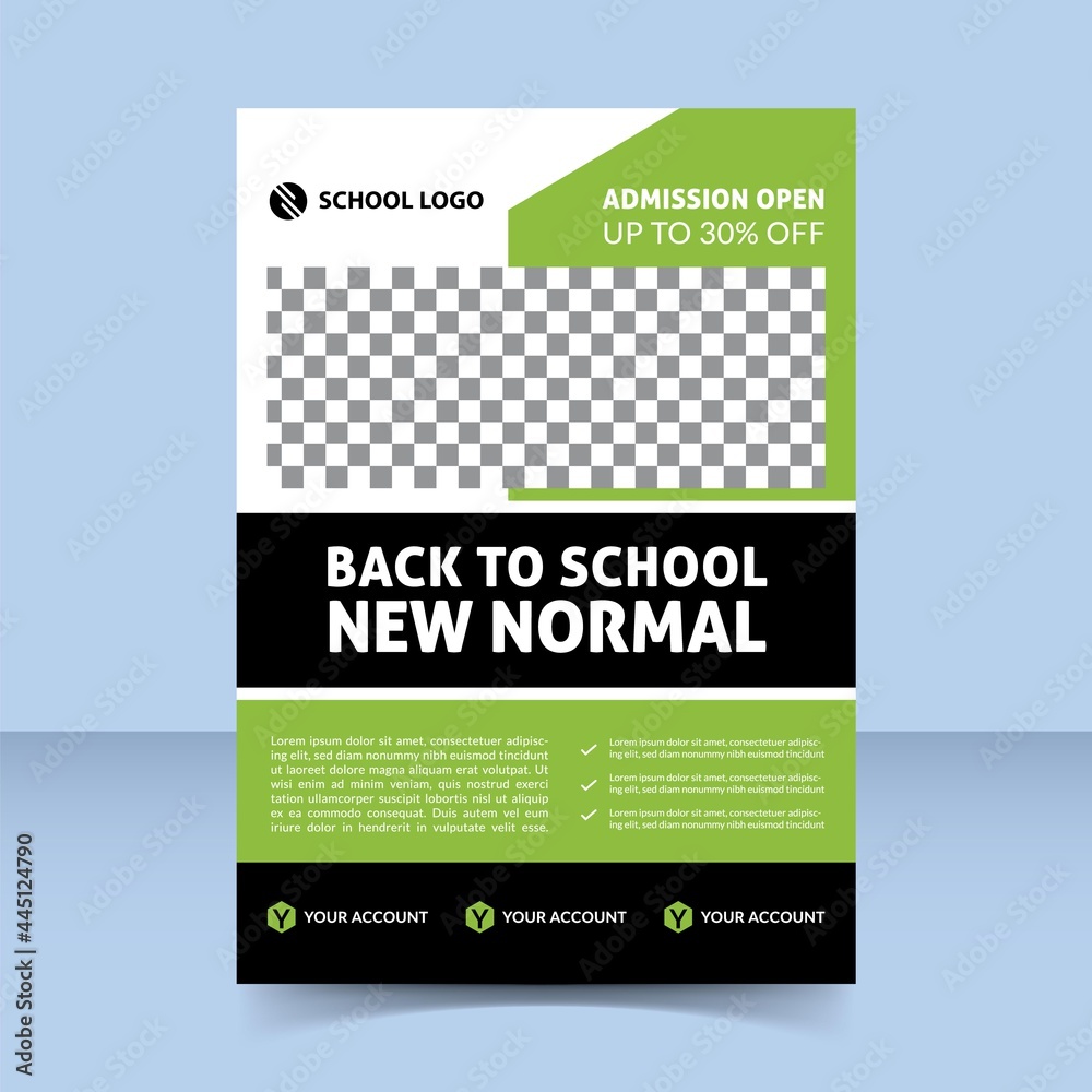 Flyer_046back to school new normal green flyer template design Stock ...