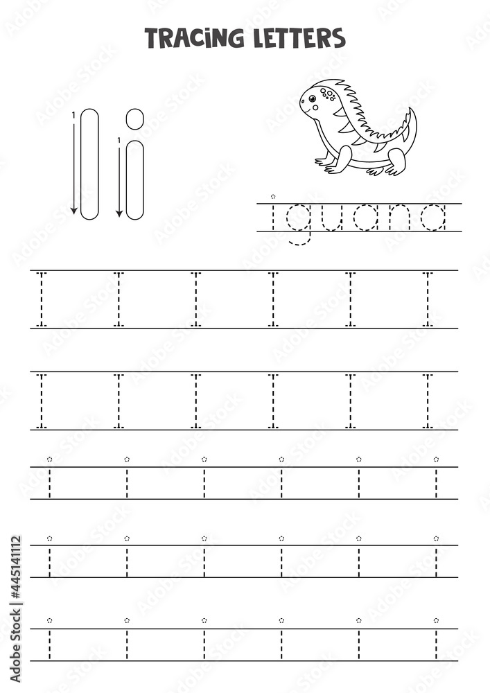 Trace letters of English alphabet. Uppercase and lowercase I ...