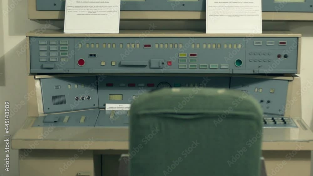 Military base bunker. Nuclear warhead control panel. Panel with sensors ...