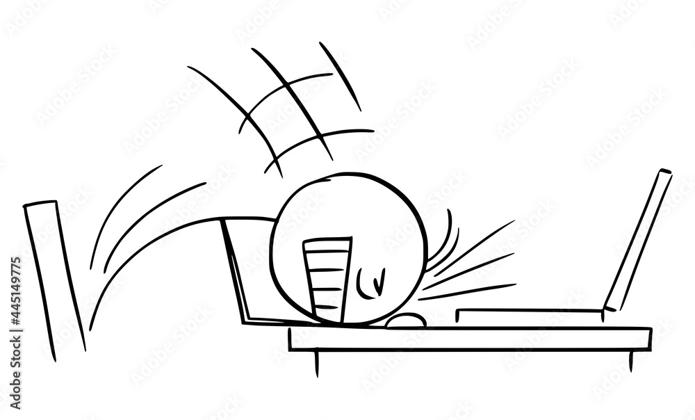 Businessman or Worker Banging Head Against the Office desk , Vector ...