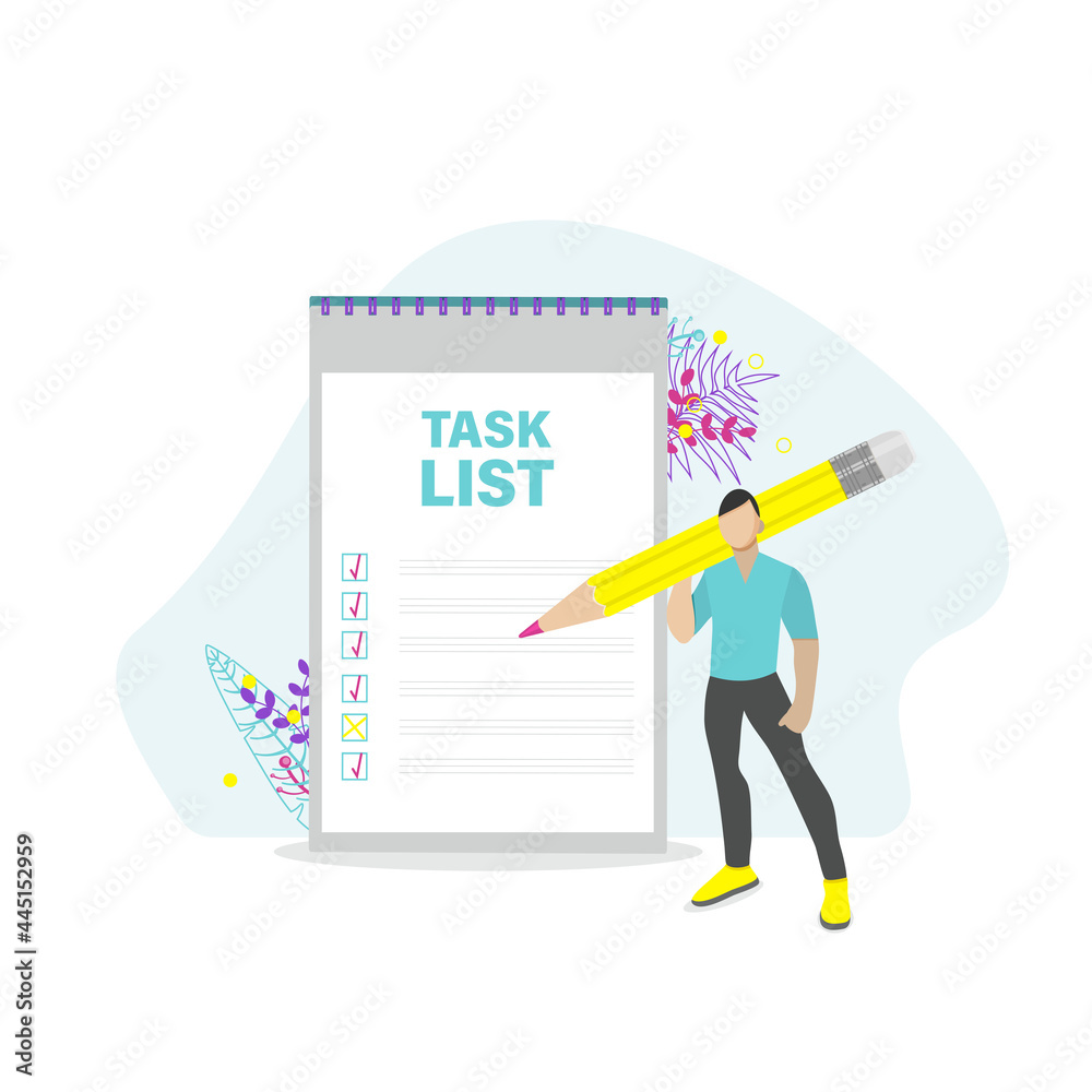 Man with checklist and to do list. Project management, planning and ...