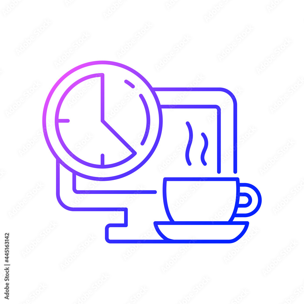 Breaks in work graphic gradient linear vector icon. Time for rest on ...