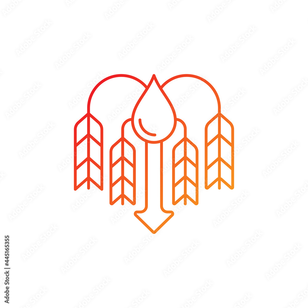 Crop shortage due to water resources lack gradient linear vector icon ...