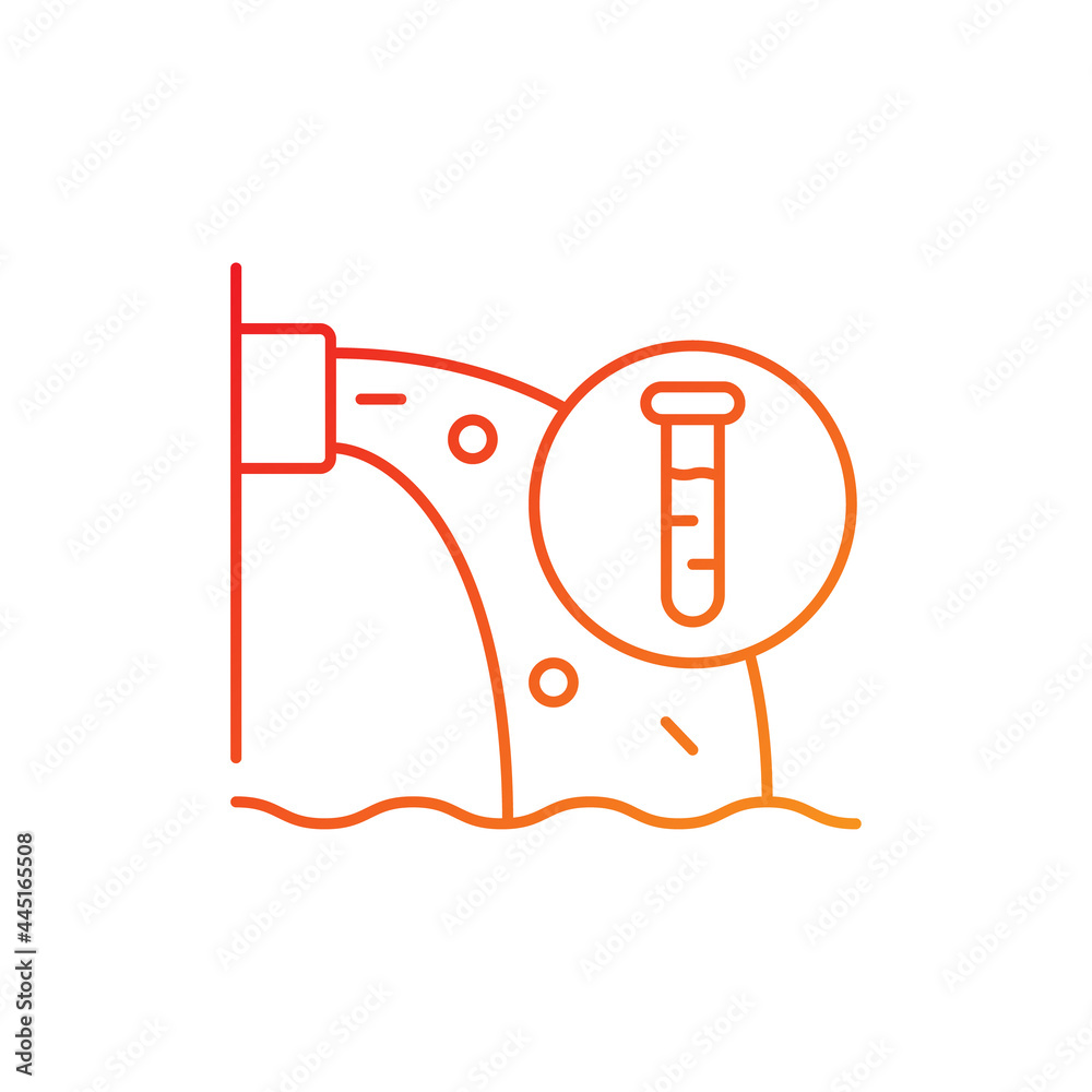 Water pollution control gradient linear vector icon. Urban runoff ...