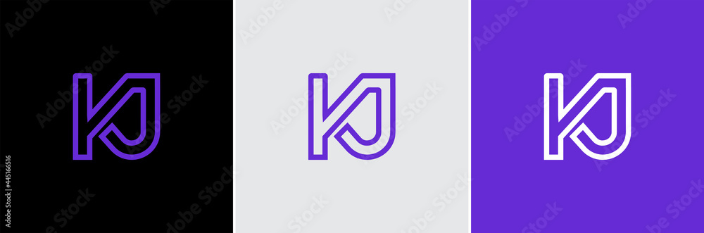 Outline Stroke KJ Logo Creative Modern Minimal Alphabet K J Initial ...