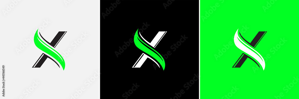 Green X Logo Creative Modern Minimal Alphabet Initial Letter Mark ...