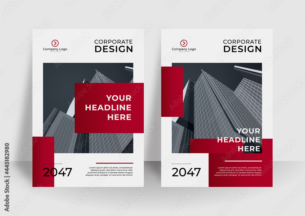 Modern red cover design set. Luxury creative line pattern in premium ...