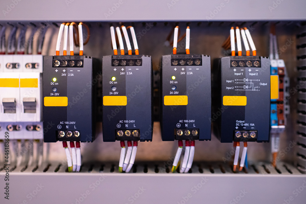 Electrical equipment. Voltage distributor with circuit breakers. Modern ...