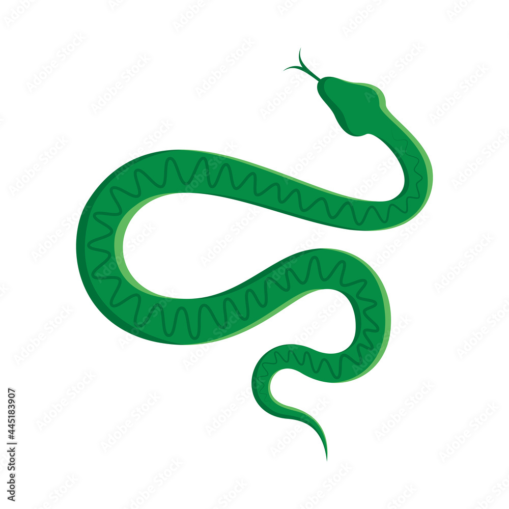 Green snake silhouette icon vector. Crawling snake icon isolated on a ...