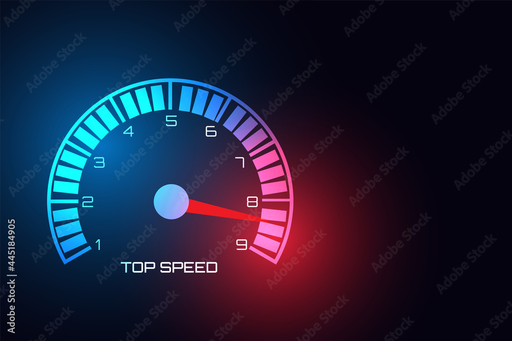 Technology speedometer isolated on black background. Gas tank gauge ...