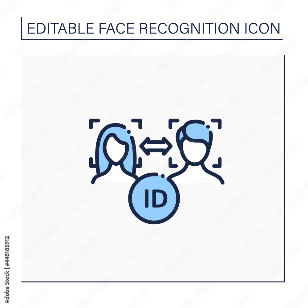 Face match line icon.Authentication technology.Matching human faces ...